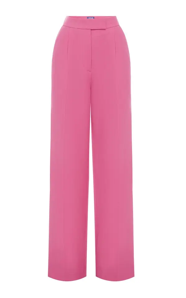 LEO LIN Elisha Tailored Wool-blend Wide-leg Pants - Fuchsia
