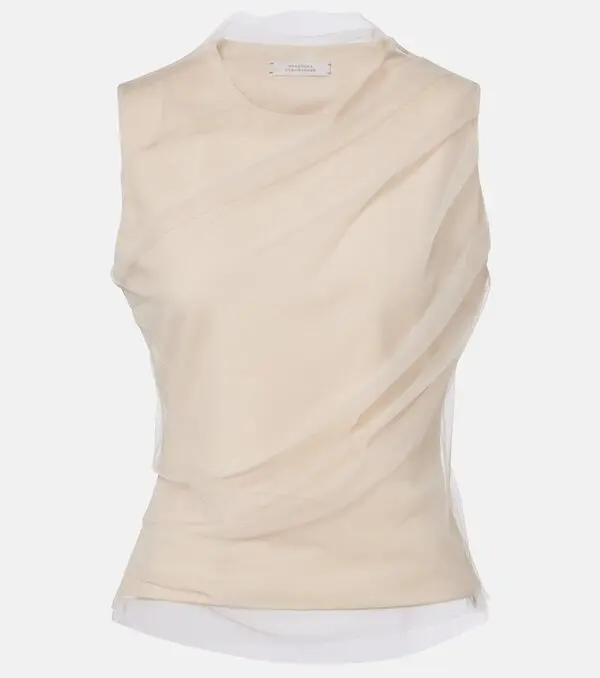 Dorothee Schumacher Draped Tulle Top - Beige