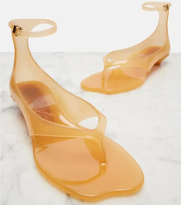 Chloé Jelly Thong Sandals With Buckle-fastening Ankle Strap - Brown