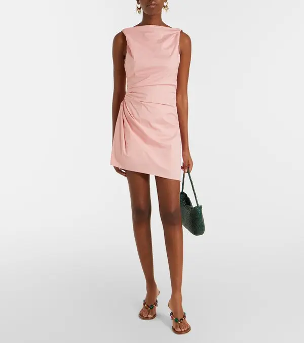 Staud Callie Asymmetric Cotton Mini Dress - Pink