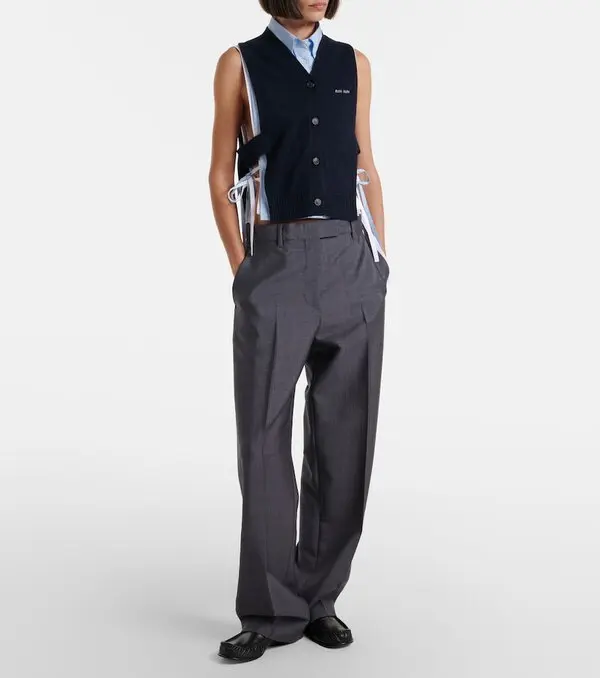 Miu Miu Cropped Cotton Poplin Shirt With Cut-out Detail