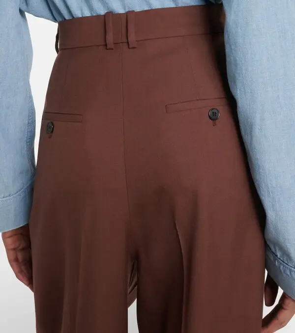 Saint Laurent Pleated Wool Gabardine Wide-leg Trousers