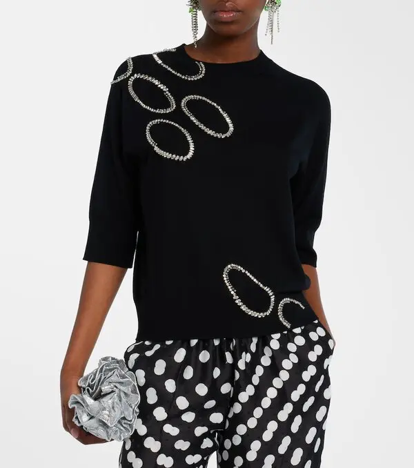 Dries Van Noten Embellished Merino Wool Sweater