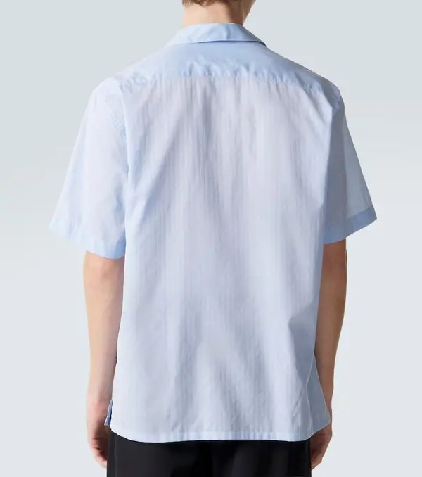 Brioni Striped Cotton Poplin Bowling Shirt