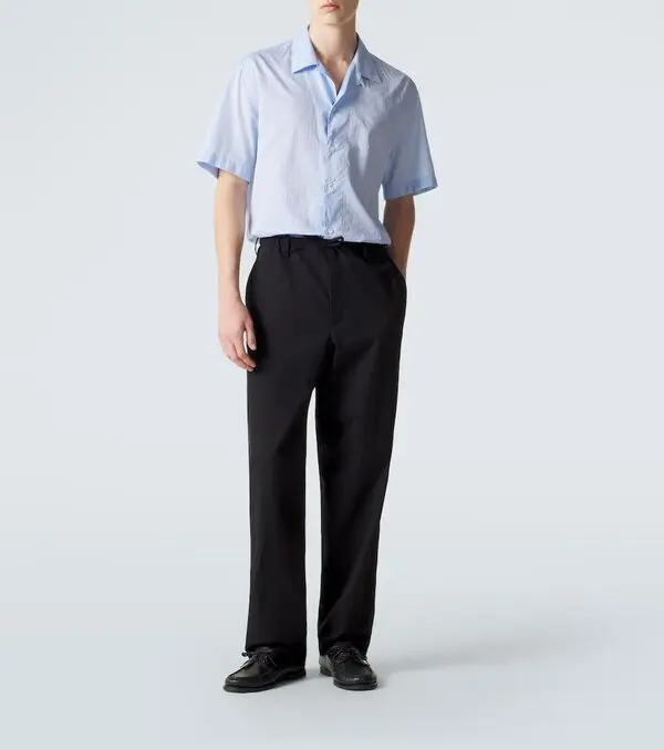 Brioni Striped Cotton Poplin Bowling Shirt