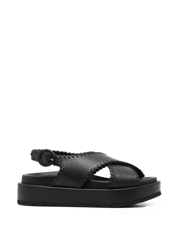 PALOMA BARCELO Criss-cross Stitched Platform Sandals - Black