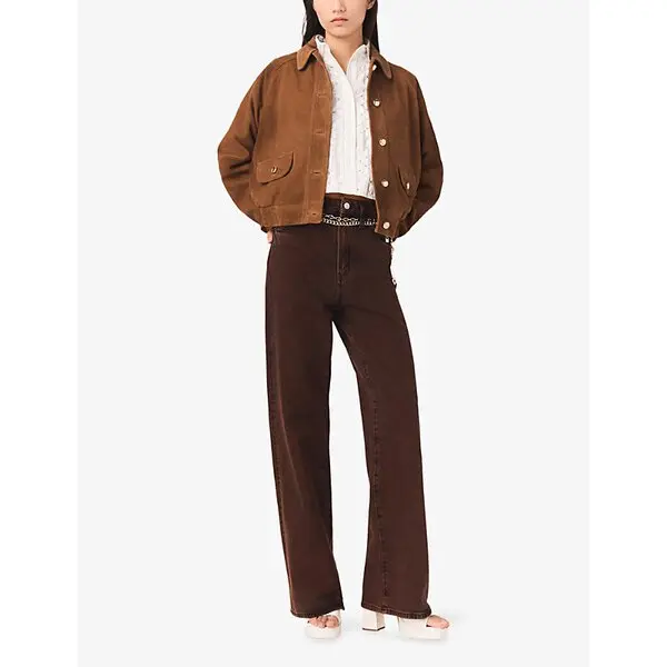 Maje Chain-belt Bootcut Denim Jeans - Brown