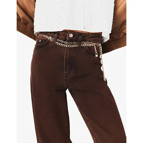Maje Chain-belt Bootcut Denim Jeans - Brown