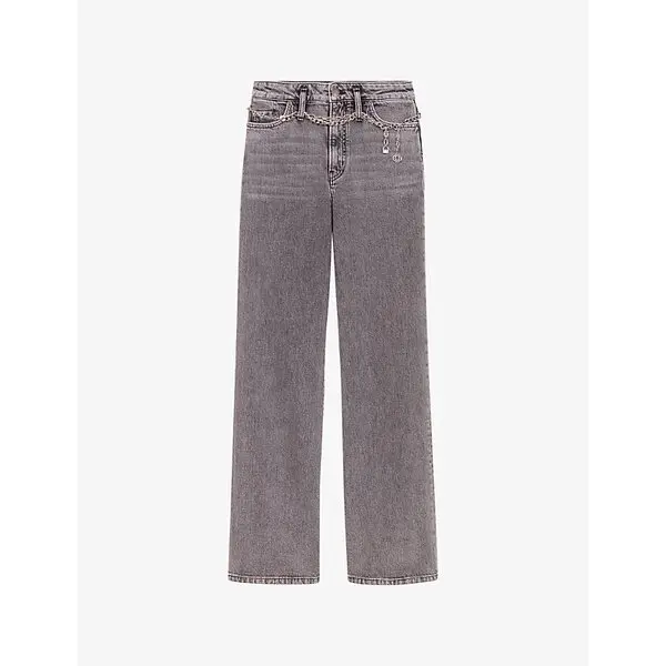 Maje Straight-leg Stonewashed Denim Jeans - Grey