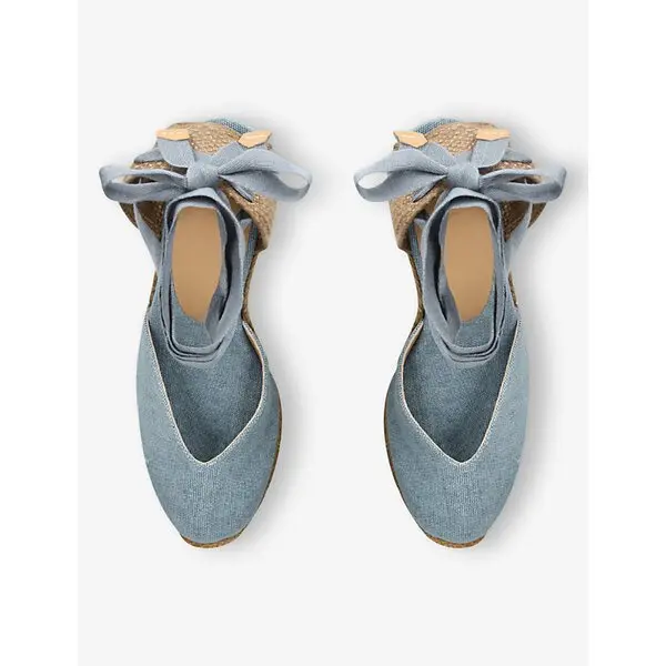 CastaÑer Chiara Cotton-canvas Wedge Sandals With Tie Fastening
