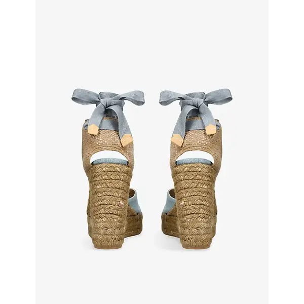CastaÑer Chiara Cotton-canvas Wedge Sandals With Tie Fastening