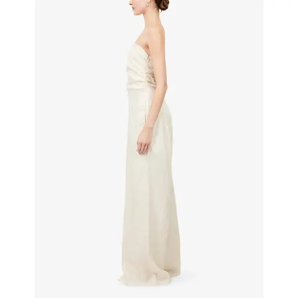 Second Summer Strapless Shirred Linen Jumpsuit - Cream