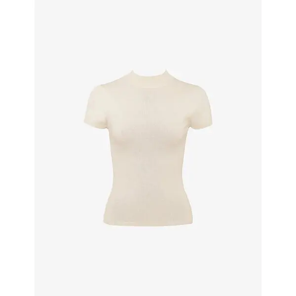 House Of Cb Tamra Knitted Cotton-blend Top - Ivory