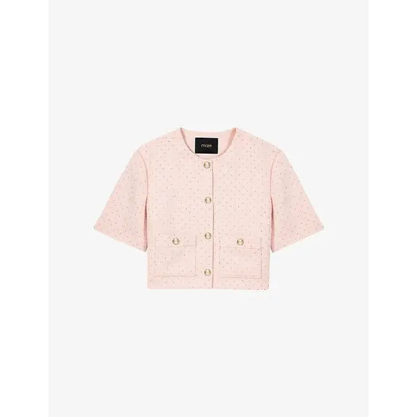 Maje Embellished Tweed Cropped Jacket