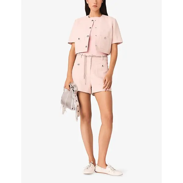 Maje Embellished Tweed Cropped Jacket