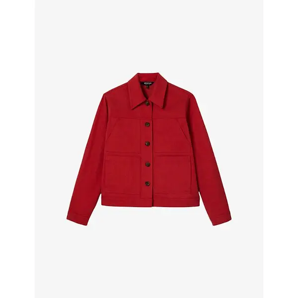Whistles Mia Patch-pocket Cotton And Lyocell Jacket - Red