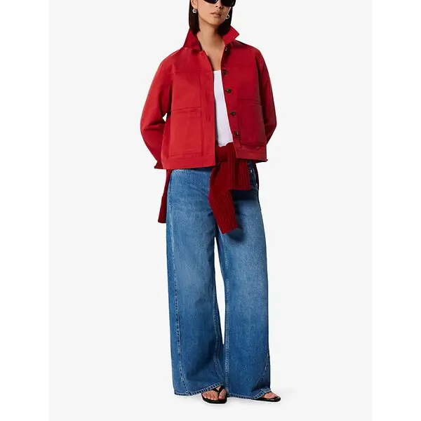 Whistles Mia Patch-pocket Cotton And Lyocell Jacket - Red