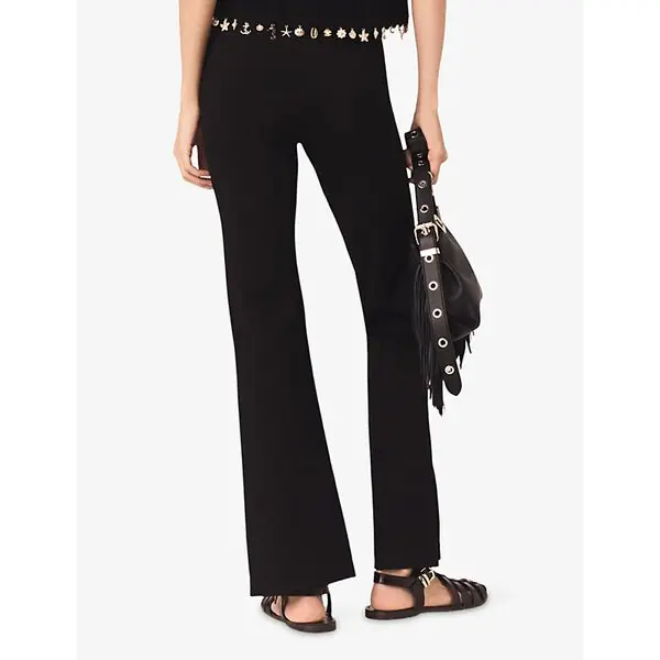 Maje Flared Split-hem Woven Trousers