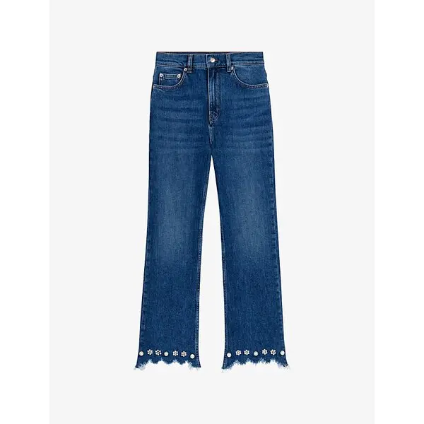 Maje Beaded Flared Bootcut Denim Jeans