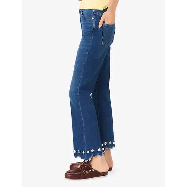 Maje Beaded Flared Bootcut Denim Jeans