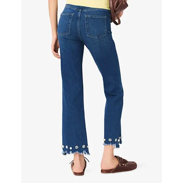 Maje Beaded Flared Bootcut Denim Jeans