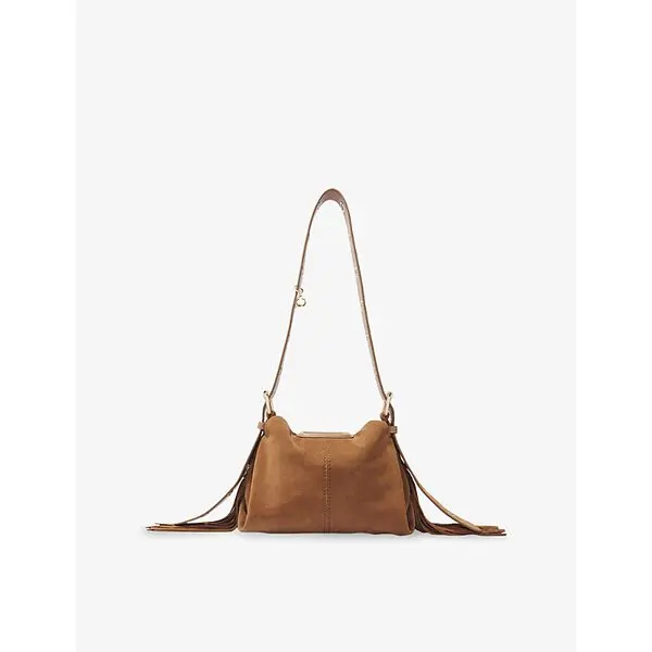 Maje Miss M Mini Suede Shoulder Bag - Camel