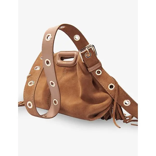 Maje Miss M Mini Suede Shoulder Bag - Camel