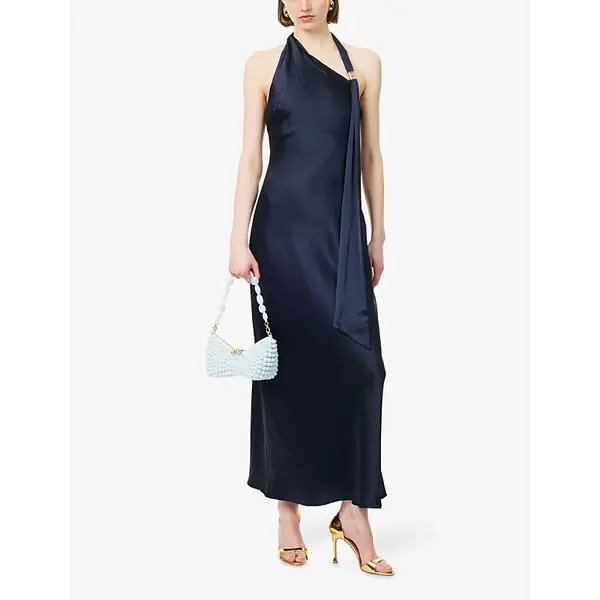 4TH & RECKLESS Evani Halterneck Satin Maxi Dress