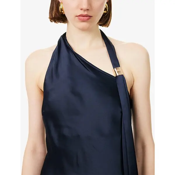 4TH & RECKLESS Evani Halterneck Satin Maxi Dress