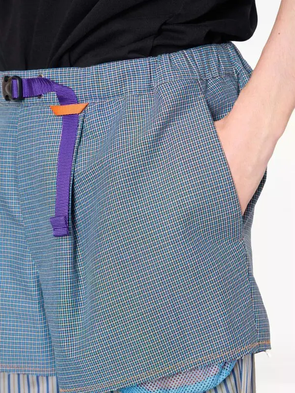 Kolor Striped Checked Track Shorts