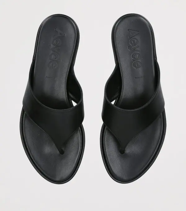 AeydĒ Amaya Leather Flip Flops - Black
