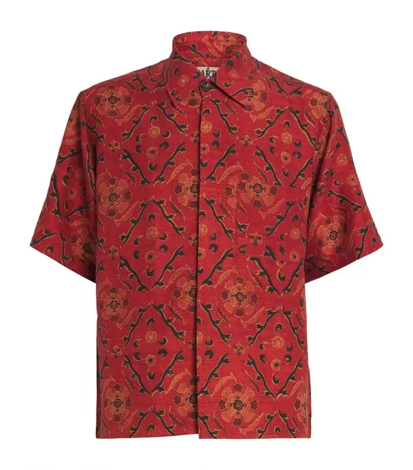 KARTIK RESEARCH Cotton Printed Short-sleeve Shirt - Red
