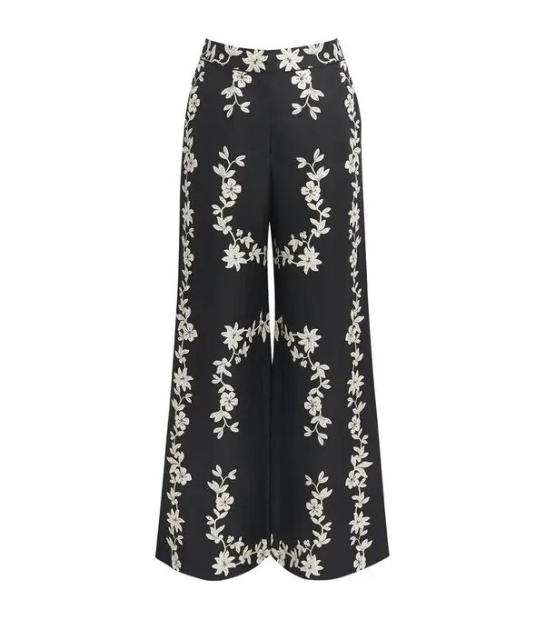 Claudie Pierlot Floral Wide-leg Tailored Trousers - Black