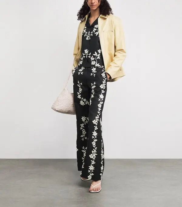 Claudie Pierlot Floral Wide-leg Tailored Trousers