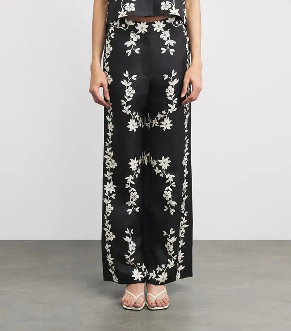 Claudie Pierlot Floral Wide-leg Tailored Trousers