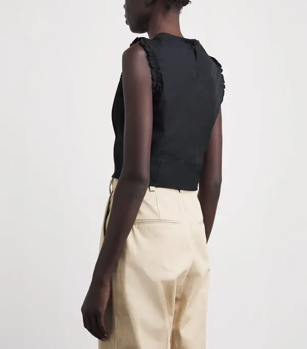 Claudie Pierlot Cotton-blend Ruffle Crop Top - Blue