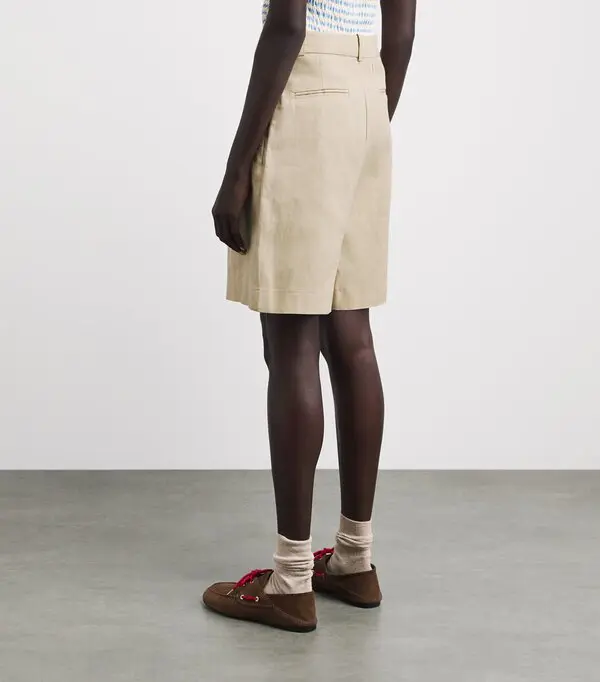 Claudie Pierlot Linen-blend Wide-leg Bermuda Shorts