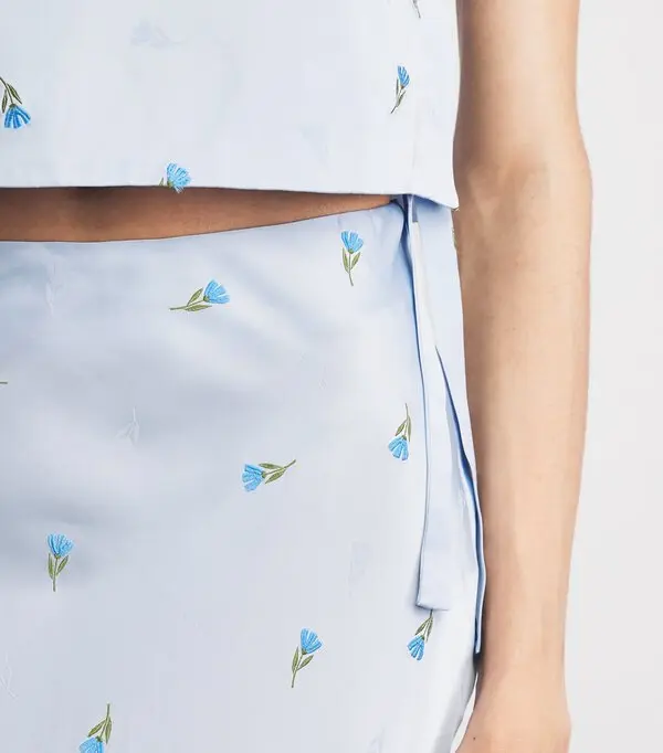 Claudie Pierlot Satin Floral Midi Skirt