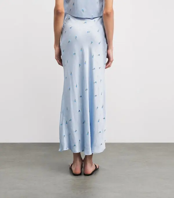 Claudie Pierlot Satin Floral Midi Skirt