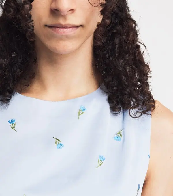 Claudie Pierlot Satin Floral Side-tie Blouse