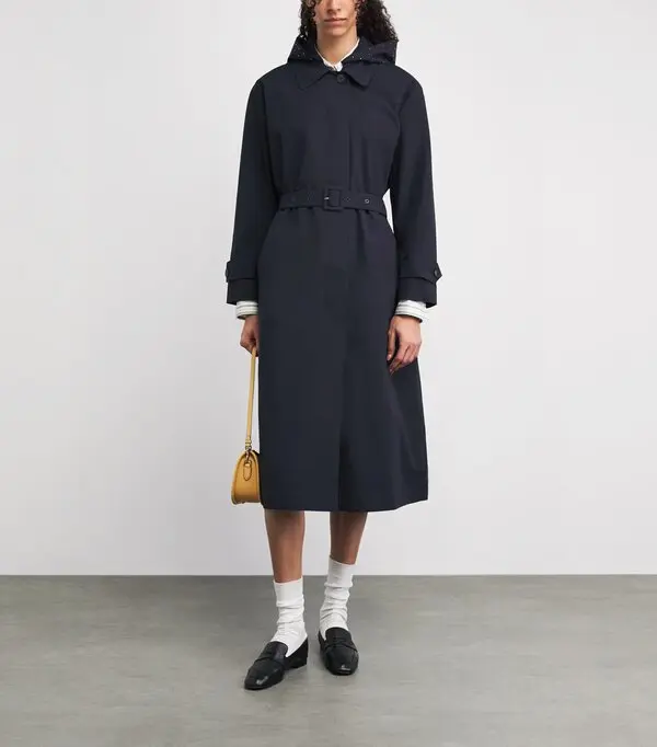 Maje Rhinestone-detail Trench Coat - Blue