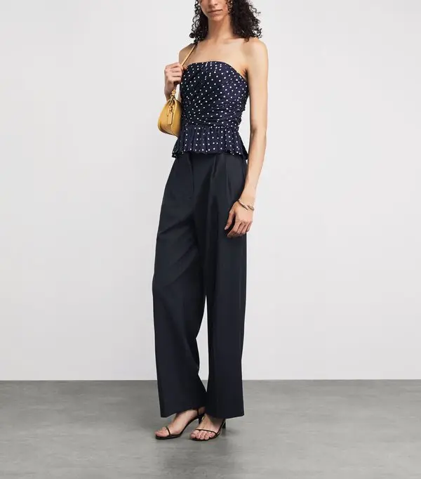 Maje Wool-blend Pinstripe Wide-leg Trousers