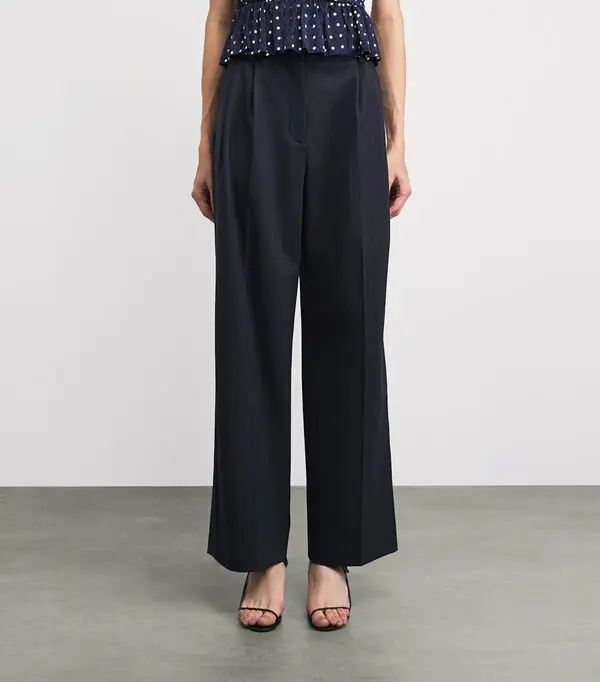 Maje Wool-blend Pinstripe Wide-leg Trousers