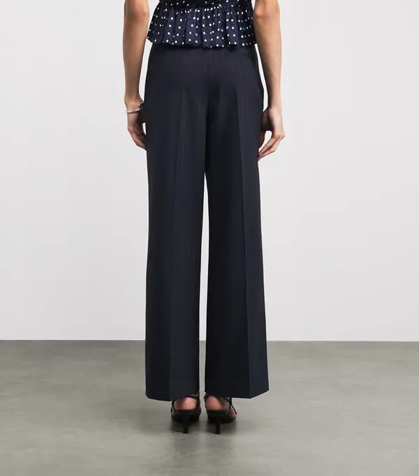 Maje Wool-blend Pinstripe Wide-leg Trousers