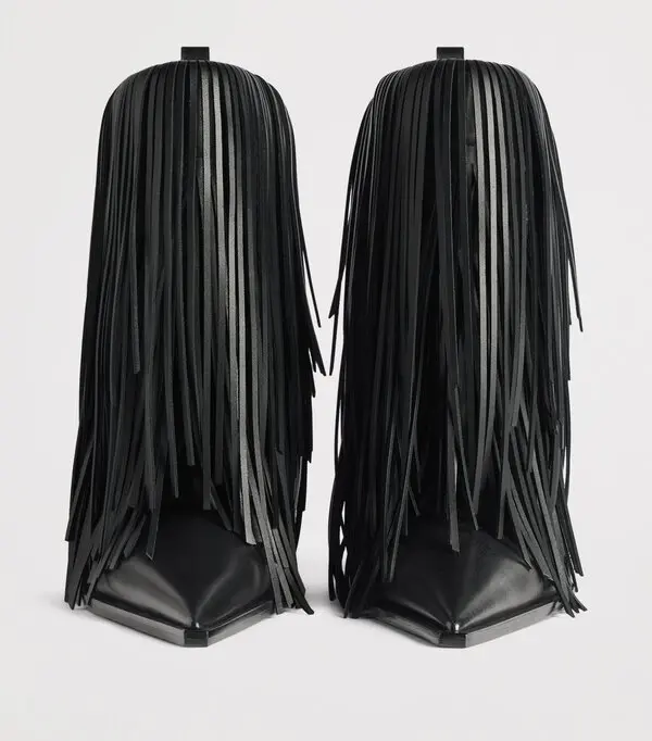 Balenciaga Calfskin Avenue Fringed Heeled Boots 90