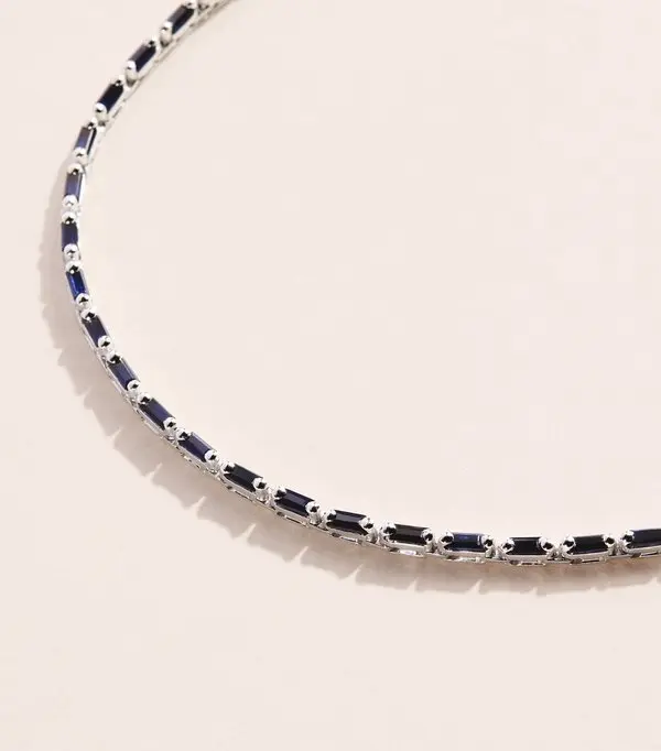 SUZANNE KALAN Gold And Blue Sapphire Bold Linear Tennis Necklace