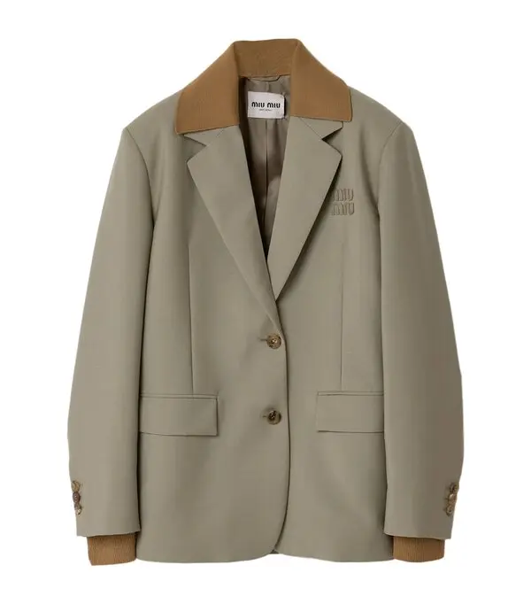 Miu Miu Mohair-wool Logo Blazer