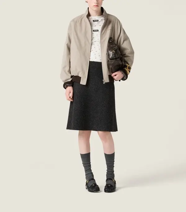 Miu Miu Cotton-blend Reversible Blouson Jacket - Grey