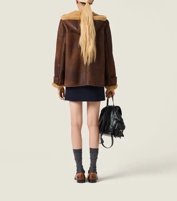 Miu Miu Lambskin Logo Duffle Coat
