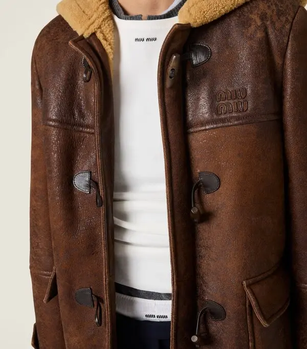 Miu Miu Lambskin Logo Duffle Coat